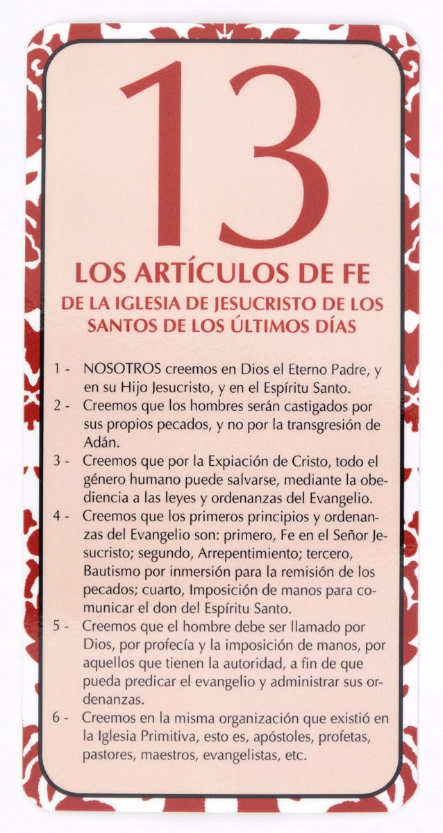 The 13 Articles of Faith Bookmark in Spanish — LDS Honey