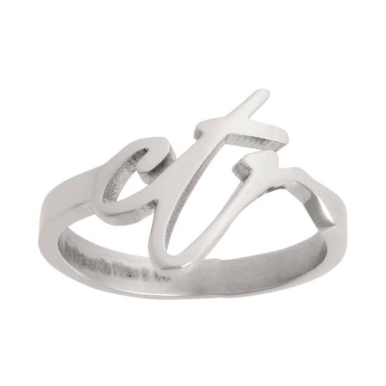 Cursive Small Stainless Steel CTR Ring — LDS Honey